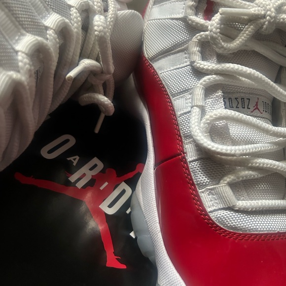 Jordan | Shoes | Jordan Red And White Sneakers With Patent Leather ...